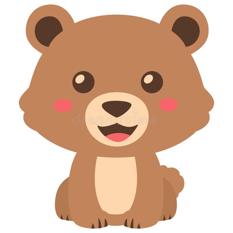 2d Illustration of Cute Cartoon Brown Bear Sitting Stock Photo ...
