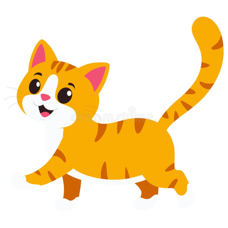 2d Illustration of Cute Cartoon Cat with Orange Stripes Stock Image ...