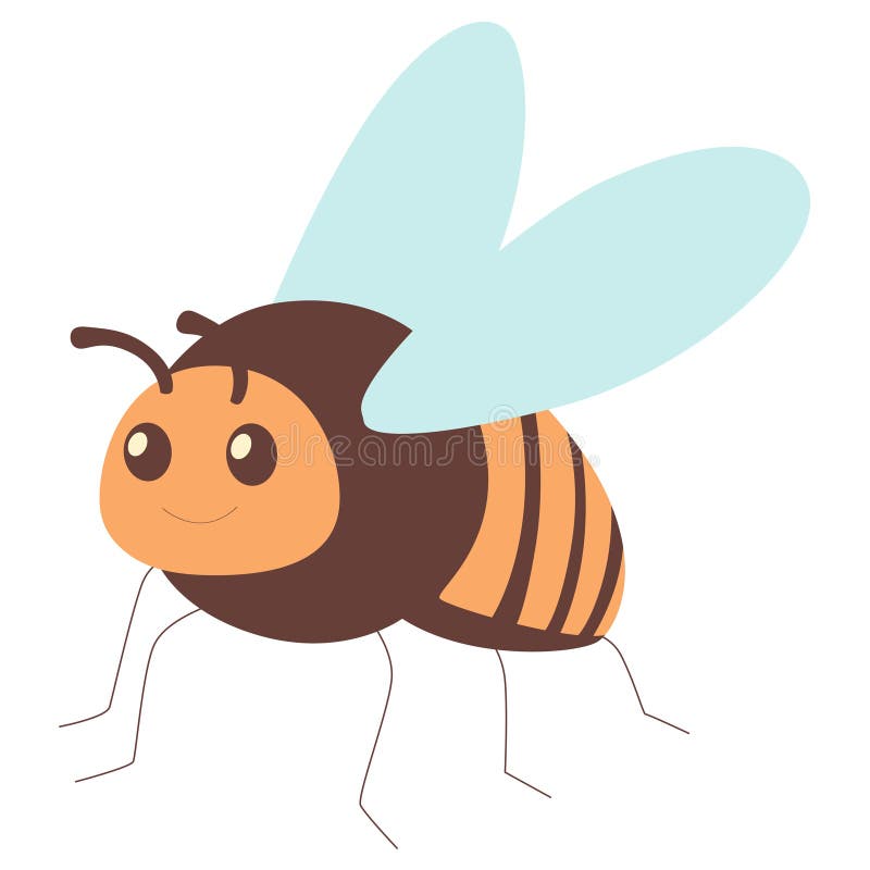 2d Illustration of Realistic Style Cartoon Bee with Transparent Wings ...