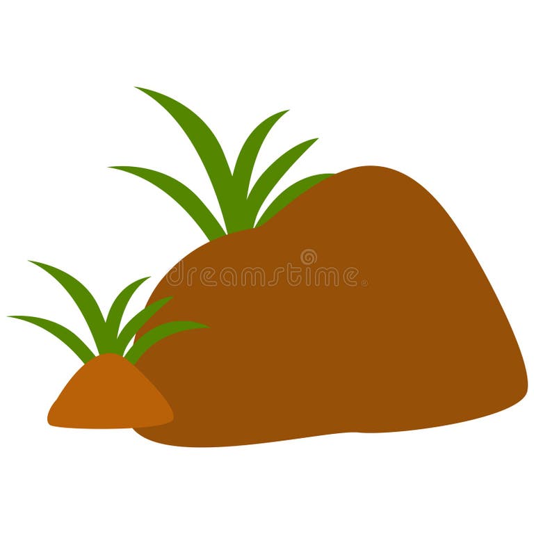2d Illustration of Soil Mound with Grass Stock Image - Illustration of ...