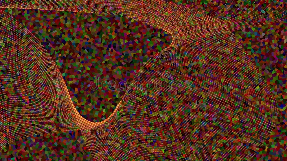 Abstract Geometric Pattern with Intersecting Wavy Lines and Colorful ...