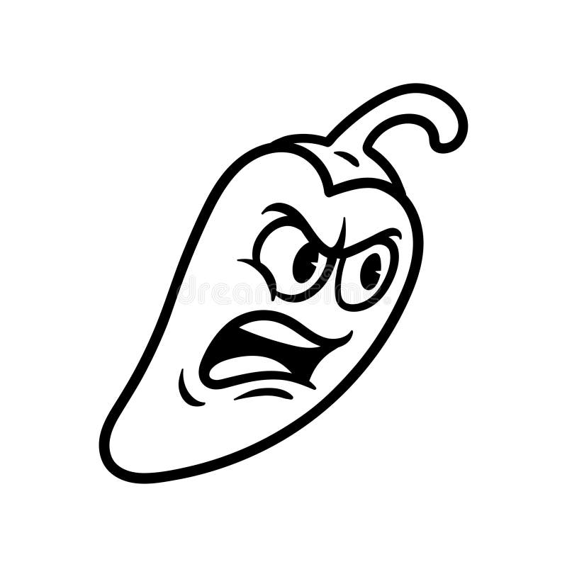 Fun Chilli Pepper Angry Expression Cartoon Character Isolated Drawing ...