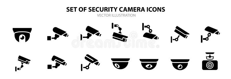 Set of Security Camera Icons Stock Vector - Illustration of pantiltzoom ...