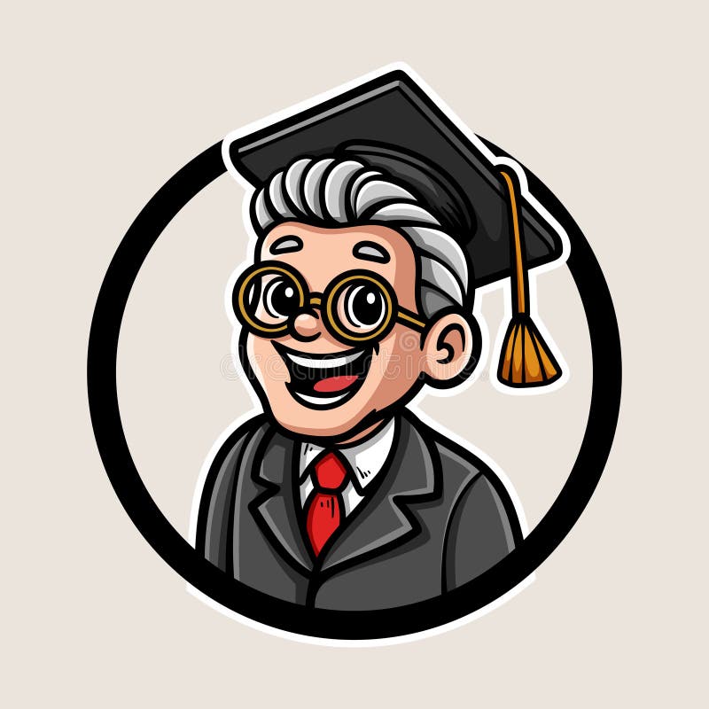 Fun Teacher Wear Graduation Hat Colorful Cartoon Character Isolated ...