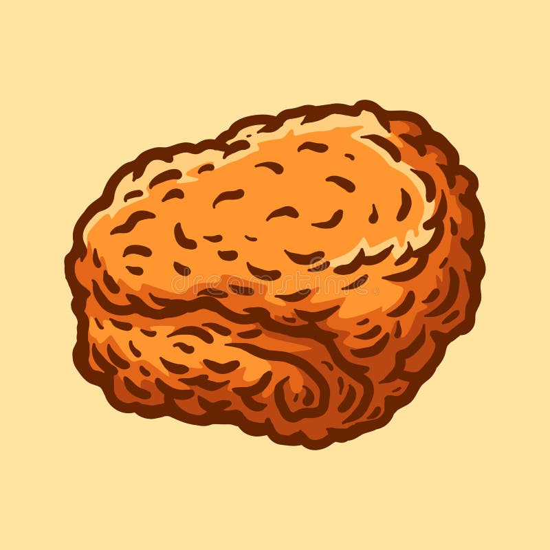 Thigh Fried Chicken Colored Cartoon Isolated Drawing Line Style Sketch ...