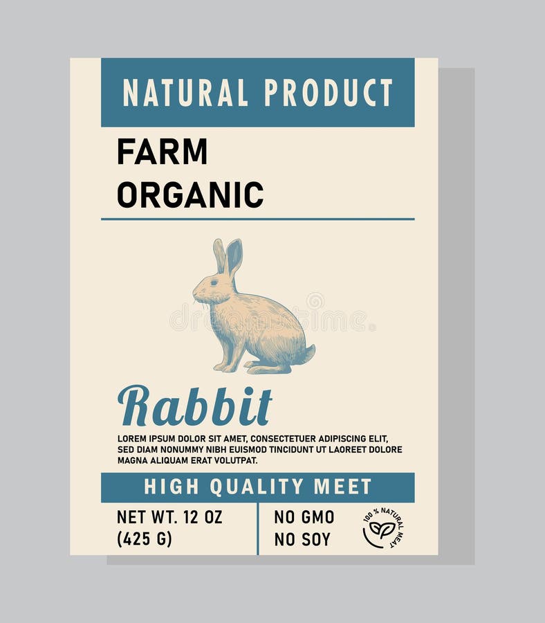Artisan Rabbit Label with Vintage Illustration Stock Illustration ...