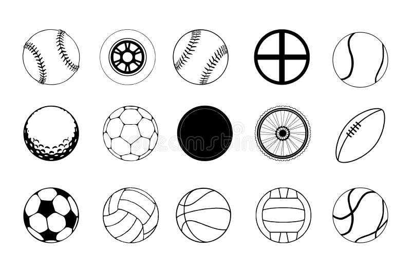 Set of Balls for Sport, Activity and Game, Ball Sports Icons Symbols ...