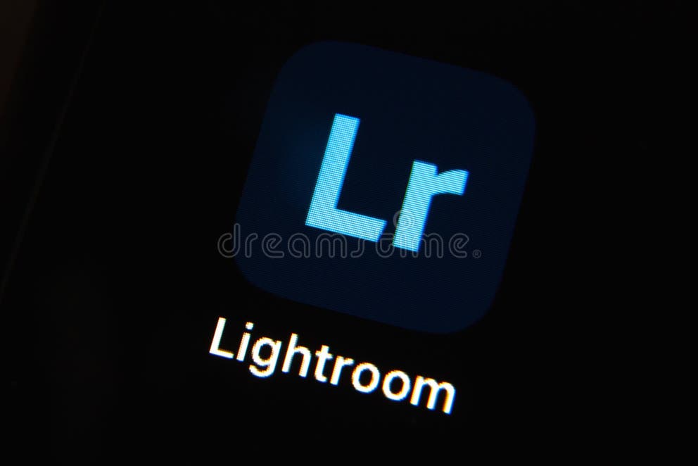 Mobile Adobe Lightroom App Icon Isolated on Black IPhone Screen ...