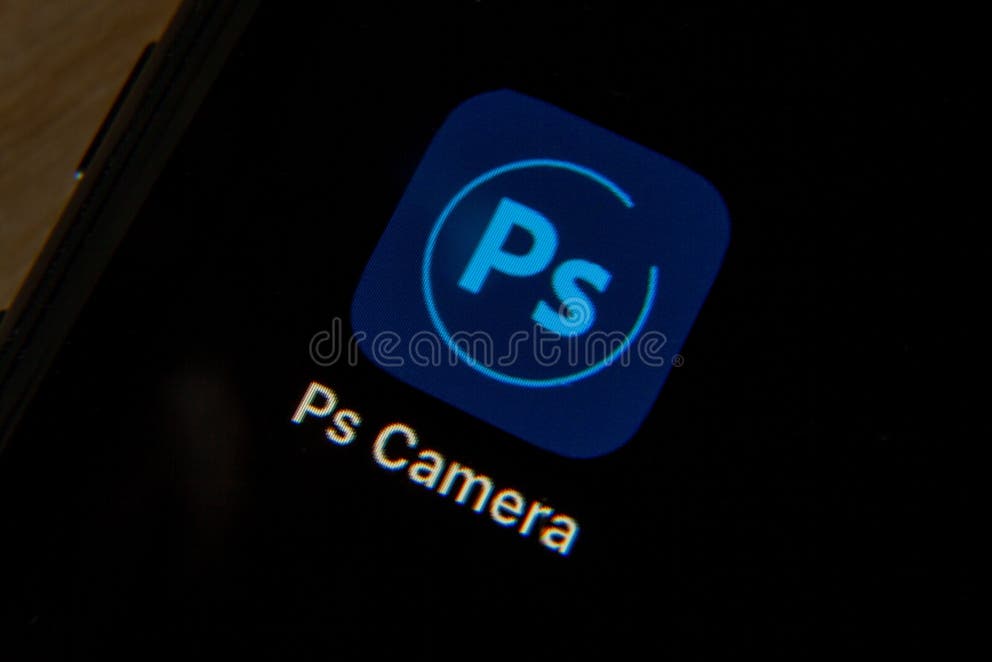 Mobile Adobe Ps Camera App Icon Isolated on Black IPhone Screen. Editorial Stock Image - Image ...