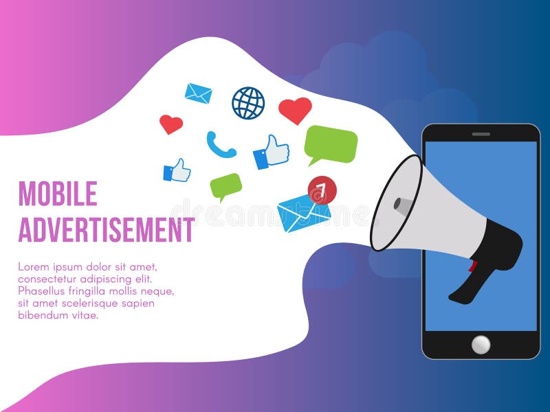 Mobile Advertisement Vector Fill Outline Icon Design Illustration ...