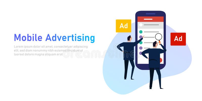 Mobile Advertising Businessman Looking at Advertising Smartphone Stock ...