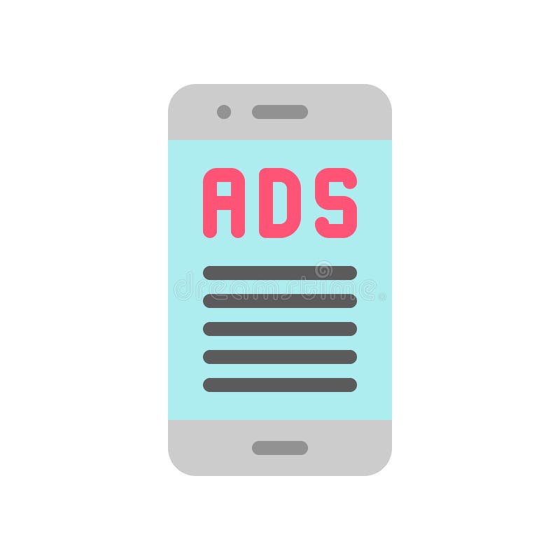 Mobile Advertising Vector, Digital Marketing Flat Style Icon Stock ...