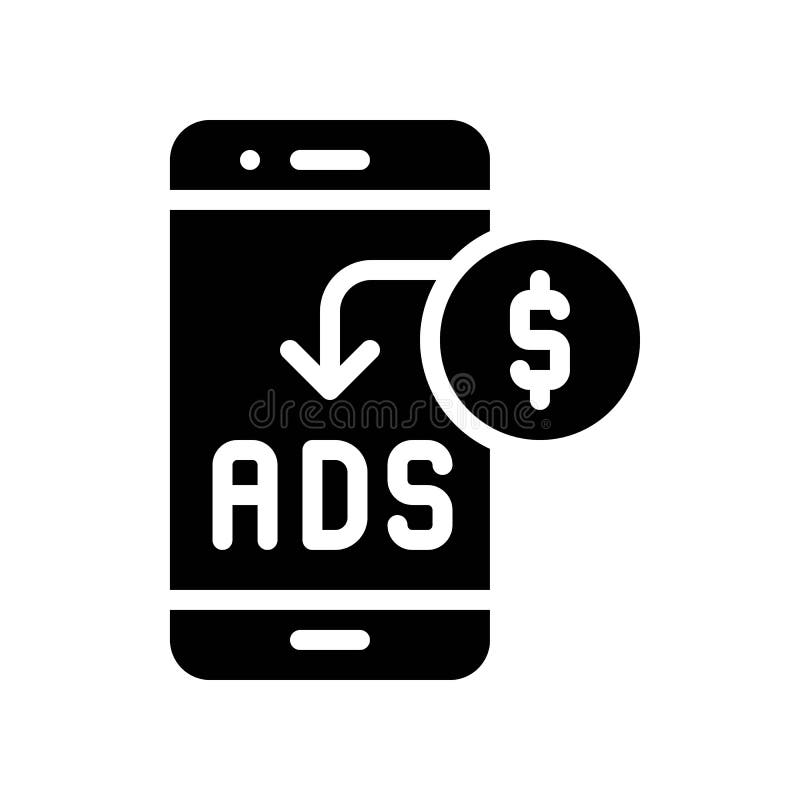 Mobile Advertising Vector, Digital Marketing Solid Style Icon Stock ...