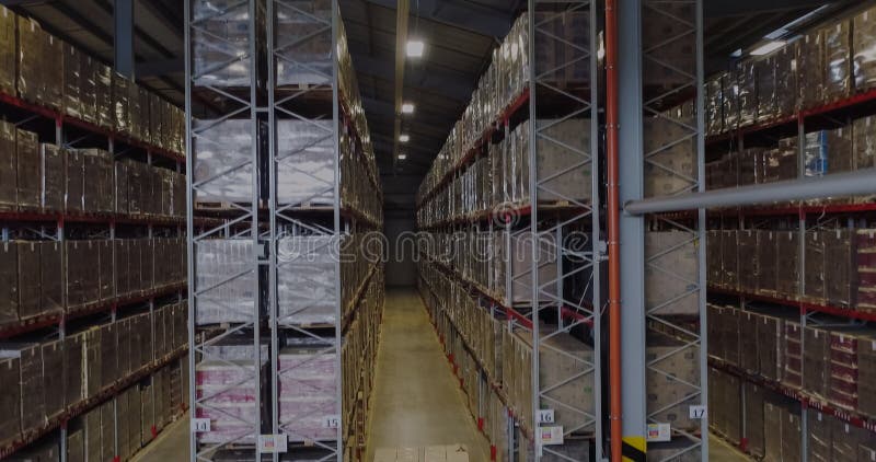 Mobile Aisle Racking System in Distribution Warehouse Stock Photo ...