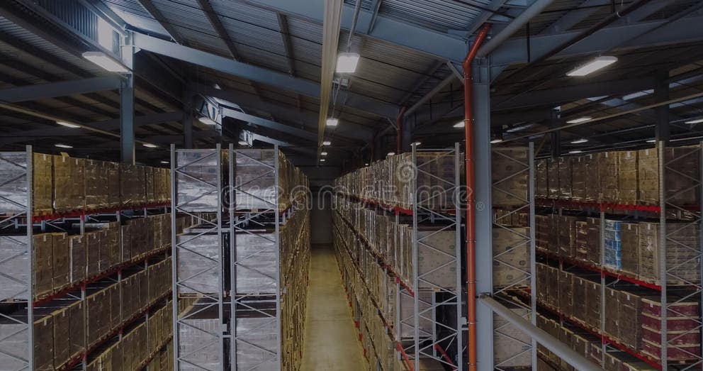 Mobile Aisle Racking System in Distribution Warehouse Stock Photo ...