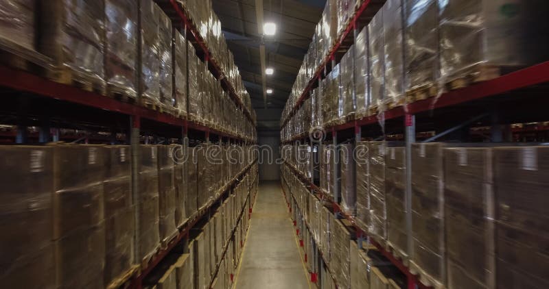 Mobile Aisle Racking System in Distribution Warehouse Stock Image ...