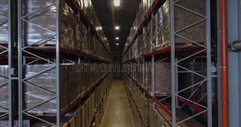 Mobile Aisle Racking System in Distribution Warehouse Stock Photo ...