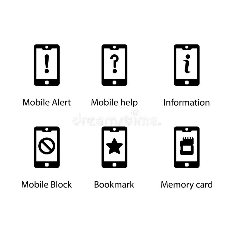 Mobile Alert, Mobile Help, Information, Mobile Block, Bookmark, Memory ...