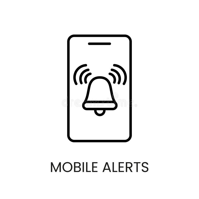 Mobile Alerts Line Vector Icon with Editable Stroke for Placement on ...