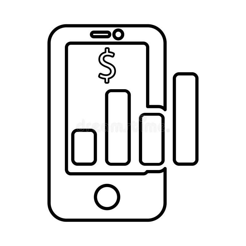 Mobile Analytics Icon in Line Style Stock Vector - Illustration of ...