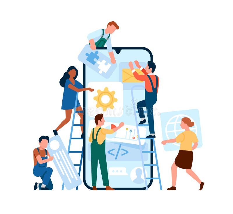 Programmers At Work Concept Using Devops Software Development Practices Vector Stock Vector