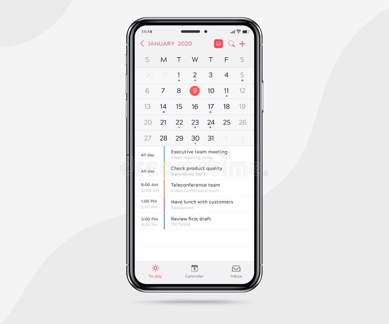 Mobile App Calendar Light Mode Concept, Activity Calendar Template UI ...