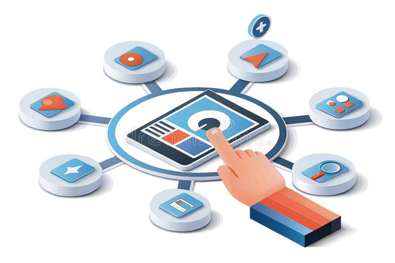 Mobile App Control, Connected Icons, Digital Interface Stock ...