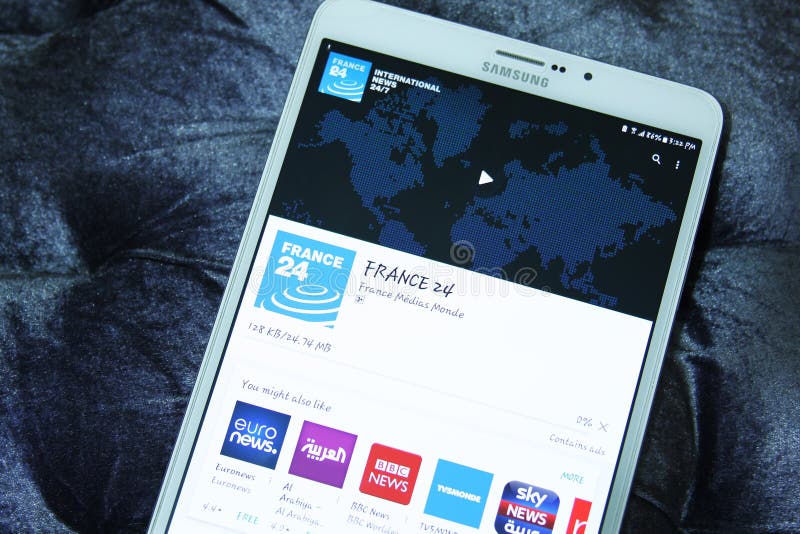 Mobile APP des Frances 24 photo éditorial. Image du agence - 93422216