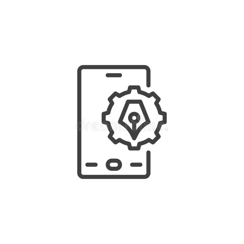 Mobile App Development Line Icon Stock Illustration - Illustration of ...
