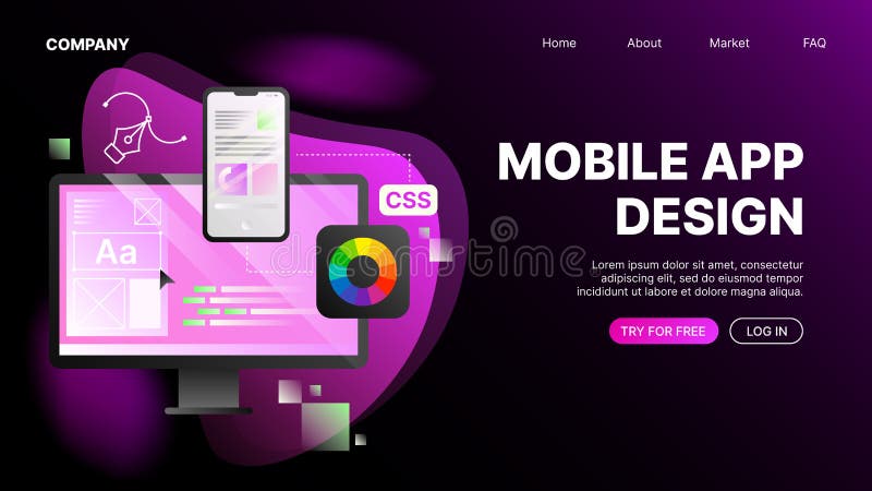 Mobile App Design. Website Page Horizontal Template Stock Vector ...