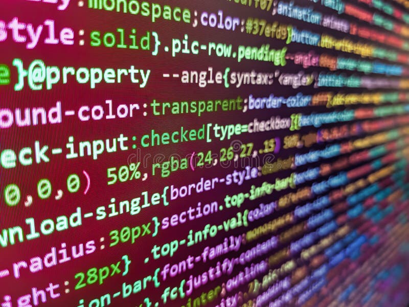 Mobile App Developer Coding Script Text On Screen Php And Css Code Close Up Computer Code
