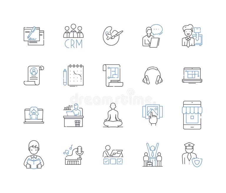 Mobile App Developer Line Icons Collection Application Development