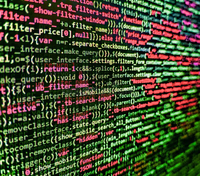 Mobile App Developer. Shallow Depth of Field Effect. Programming Javascript on Laptop Computer ...