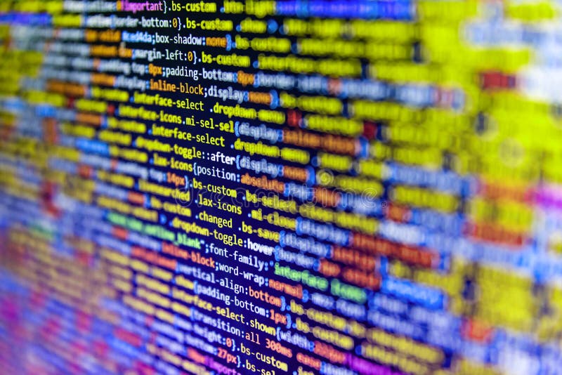 Mobile App Developer Web Site Codes On Computer Monitor Screenshot With Random Parts Of