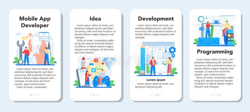 Mobile App and Web Development Banner Concept Set Stock Vector ...