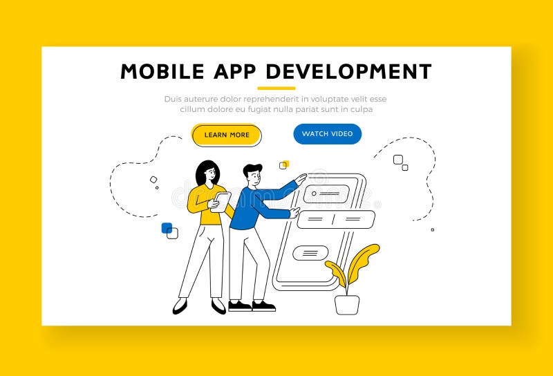 Mobile App Development Banner Template. Lie Art Vector Illustration ...