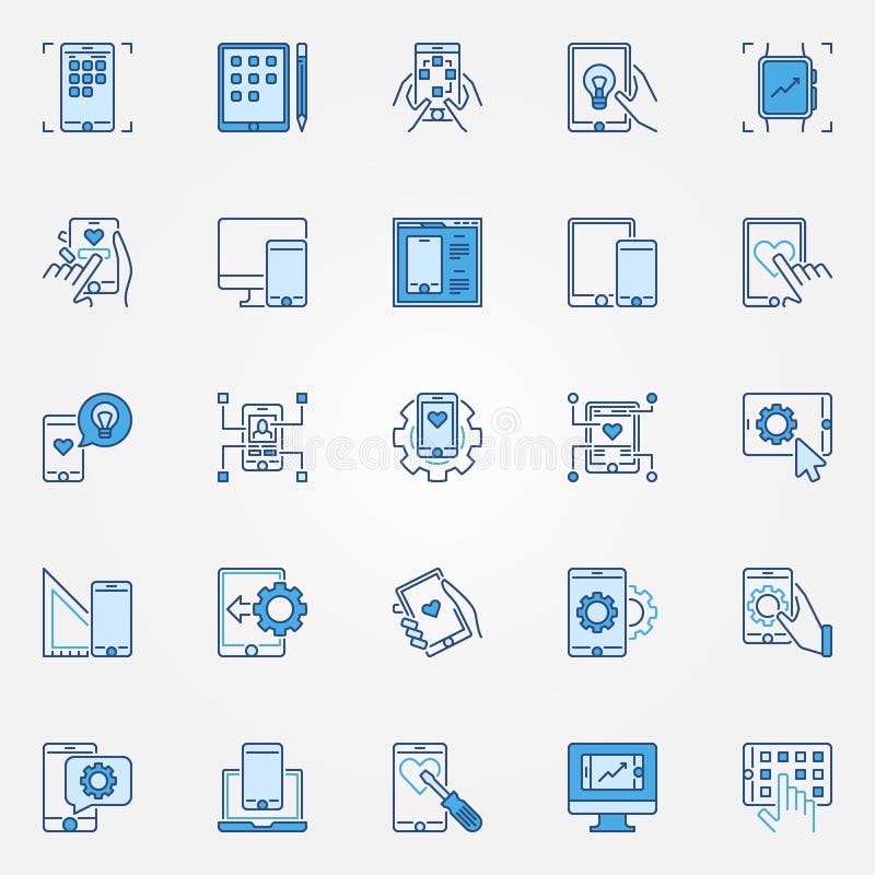 Set of Mobile Blue Vector Elements for UI Game Design Stock Vector ...