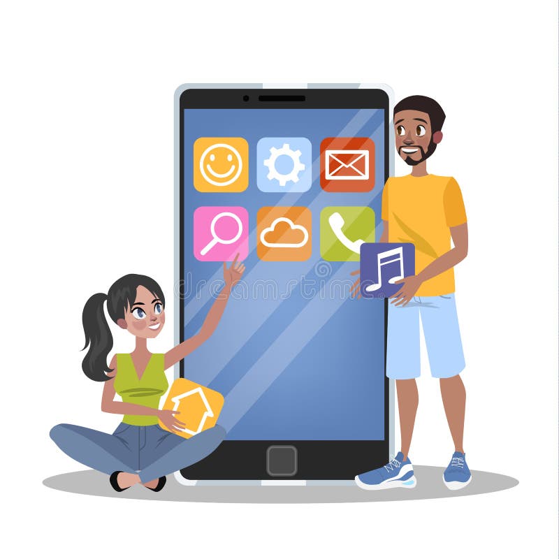 Mobile App Development Concept Illustration. Modern Technology Stock ...