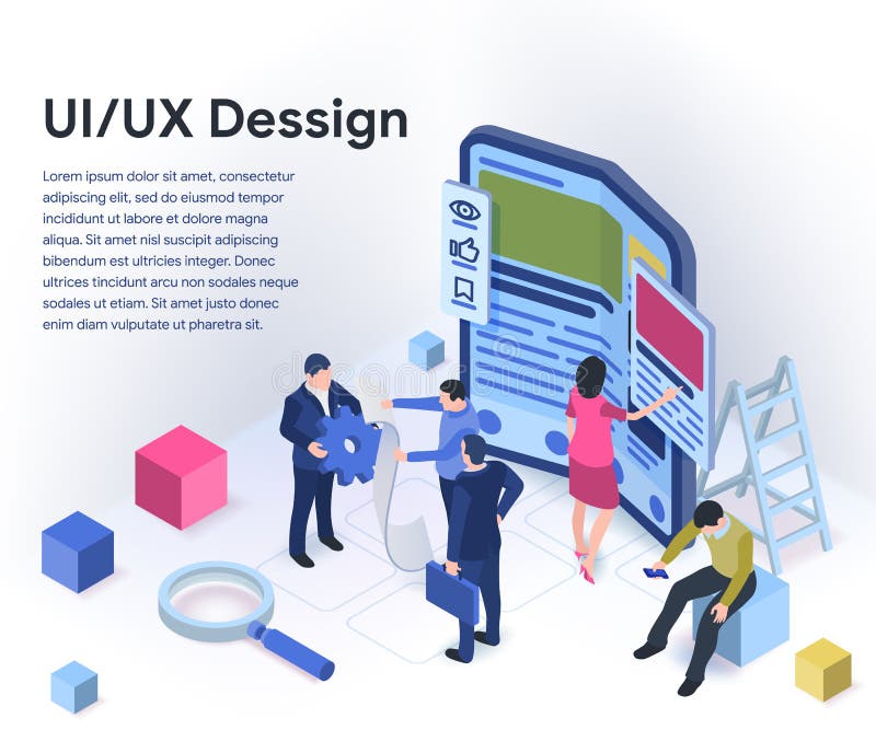 Modern Flexible Phone in 3d Isometric Style. UI / UX Design Concept ...