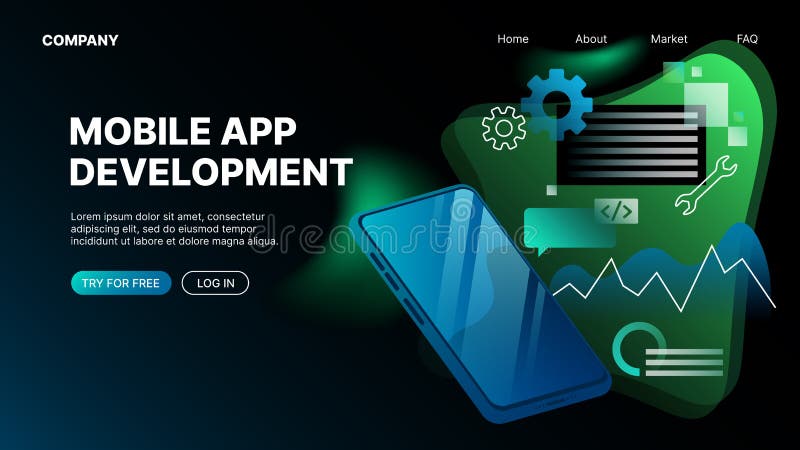 Mobile App Development. Horizontal Web Banner Stock Vector ...