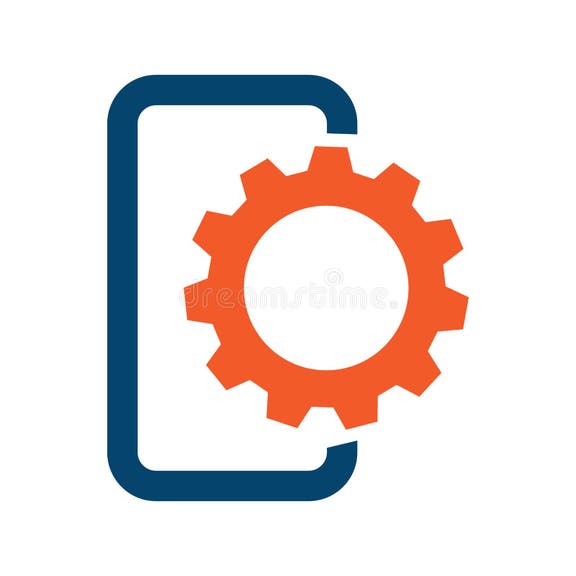 Mobile App Development Icon Logo, Mobile Repair Service, Gear and Mobile Icon, Mobile Developer ...