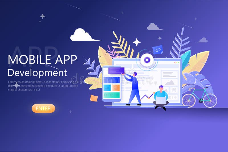 Mobile App Development Modern Flat Design for Web Template , Developers ...