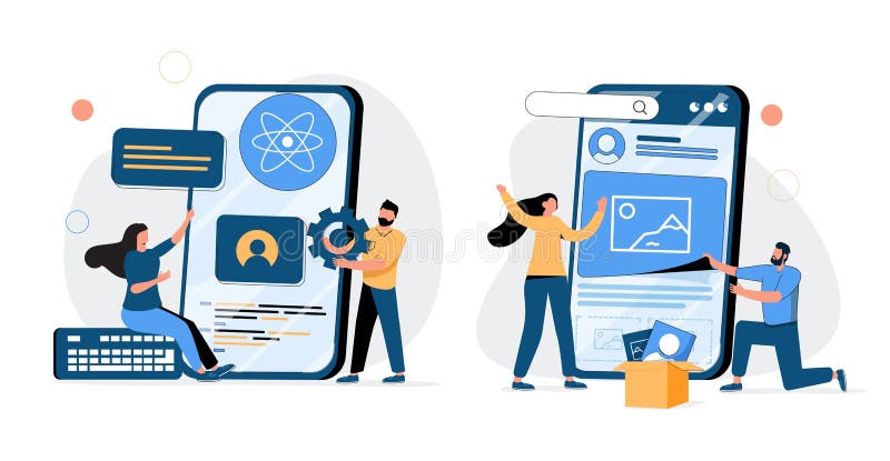 Mobile App Development Process Abstract Concept Vector Illustration Set React Native Mobile App