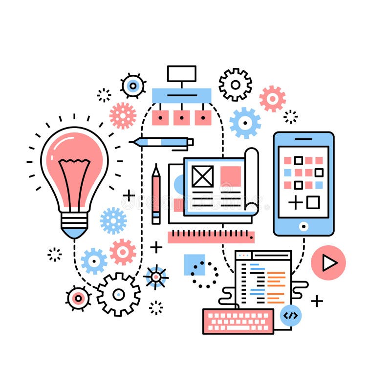 Flat Line Illustration of Product Development Process Stock Vector ...