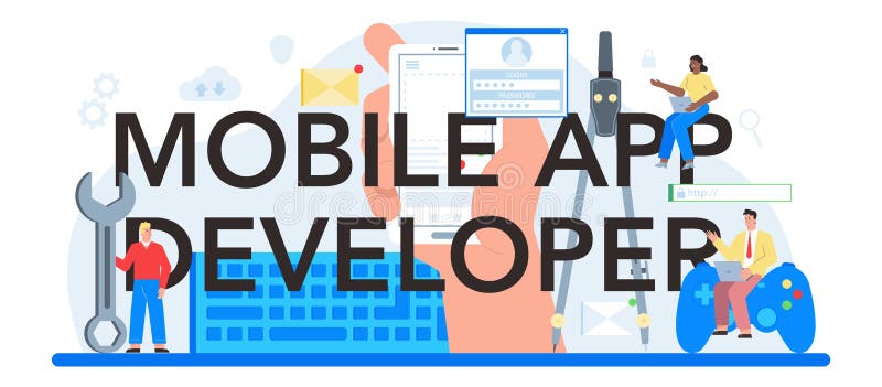 Mobile App Development Typographic Header. Modern Technology Stock ...