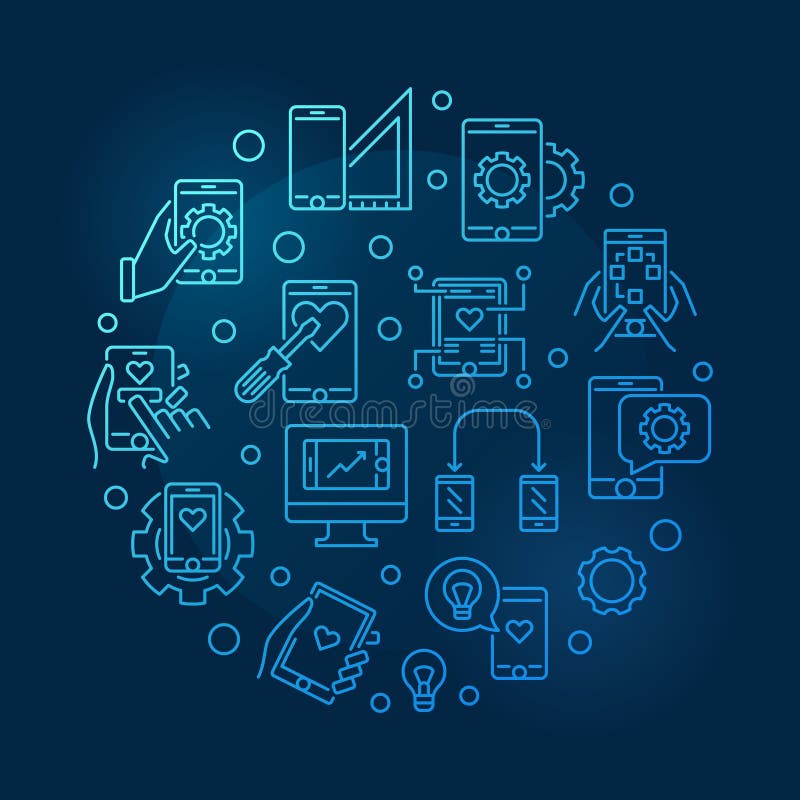 Set of Mobile Blue Vector Elements for UI Game Design Stock Vector ...