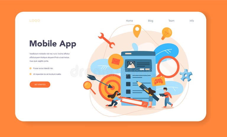 Mobile App Development Web Banner or Landing Page Stock Vector ...