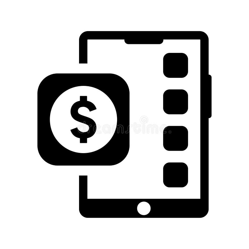 Mobile App Earning Icon. Black Vector Design Stock Illustration ...