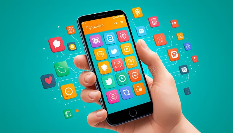 Mobile App Ecosystem stock illustration. Illustration of communication ...