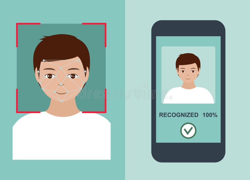 Mobile App - Face Recognition System. Stock Vector - Illustration of ...